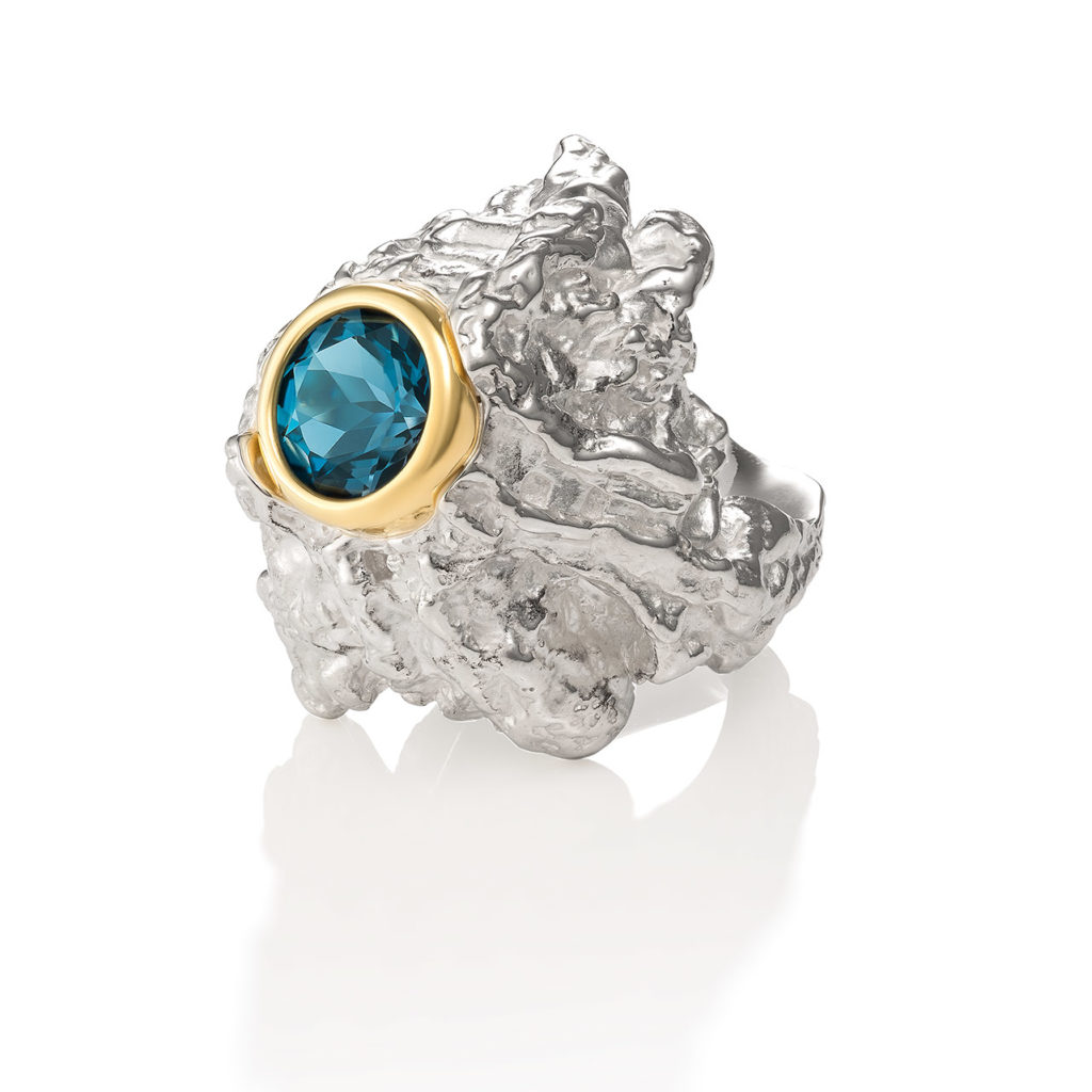 Medium Barnacle Ring with London Blue Topaz - Natalie Reed Fine Jewelry